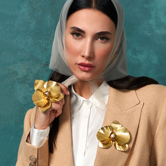 ORCHID, Contemporary Handmade Jewelry Set with Baroque Pearl – Baharnaz Gallery